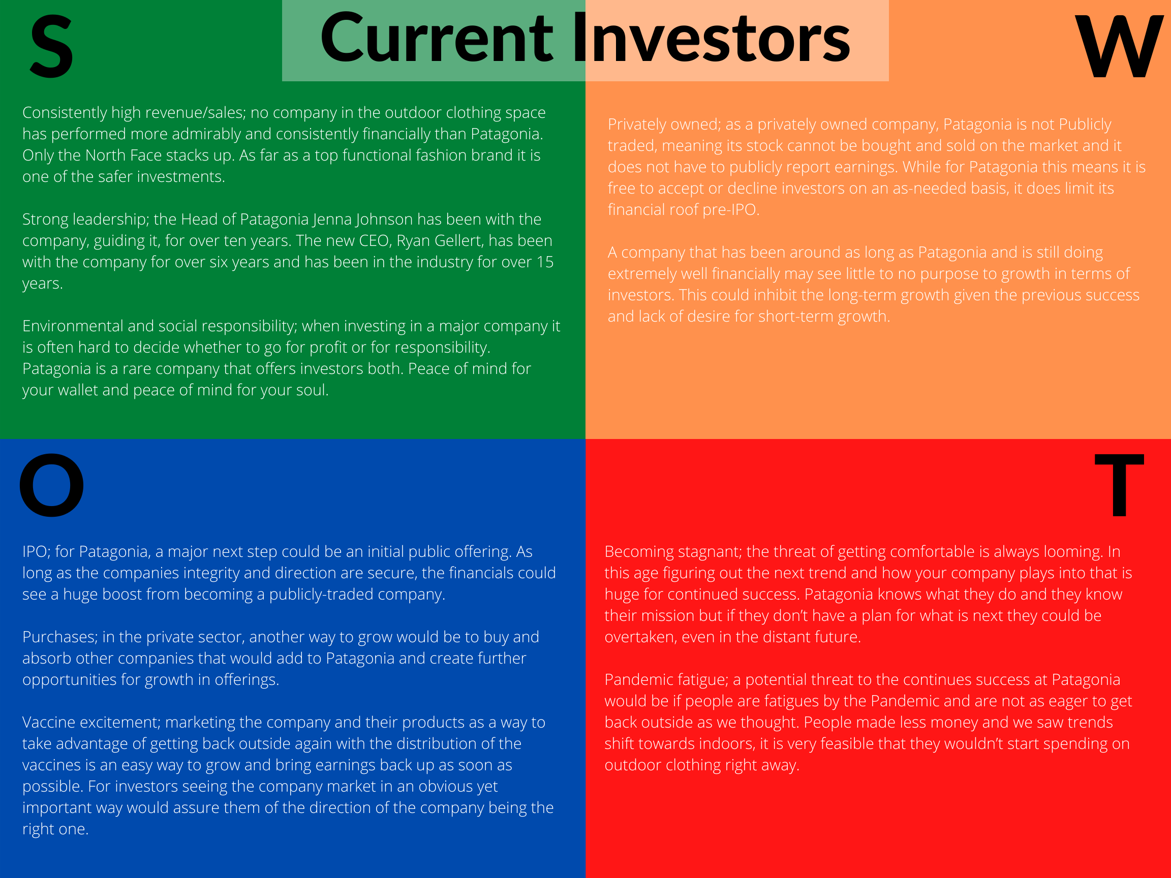 Patagonia SWOT Charts – Jesse Shuter